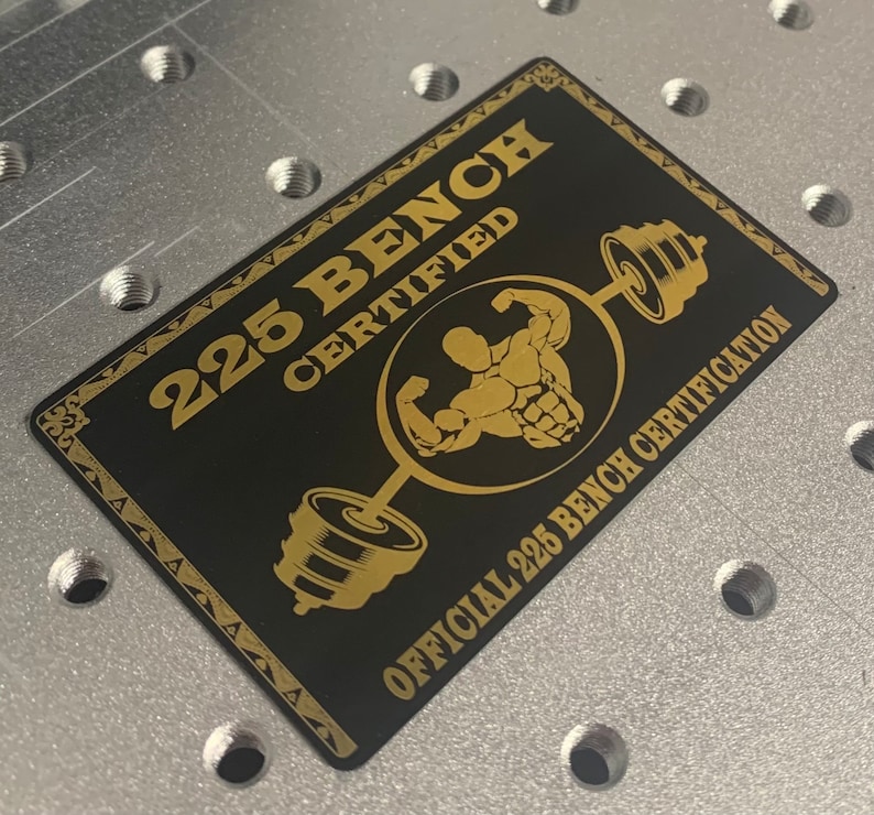 Official 225lbs Bench Certificate Gymmetal Card Custom Metal Gift Card Gift Special Metal Gift ...