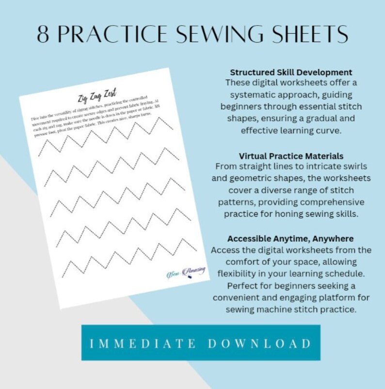 Sewing Machine Stitch Practice Sheets - Etsy