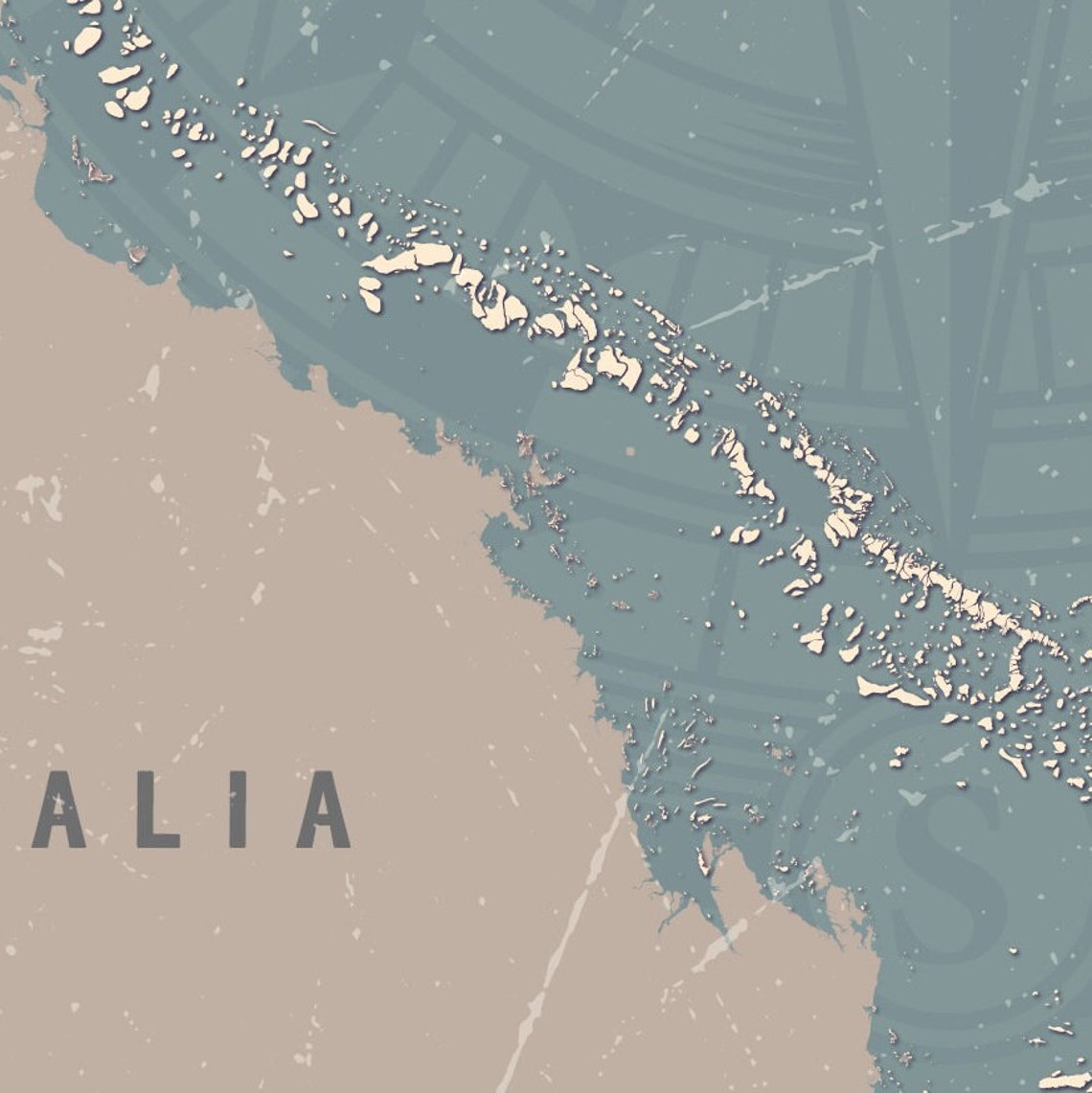 Great Barrier Reef Map, Great Barrier Reef Map, Wall Art, Digital ...