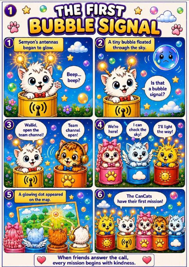 Kawaii Kitten Train Coloring Page and Comics, Bubble Rescue Mission, A4 ...