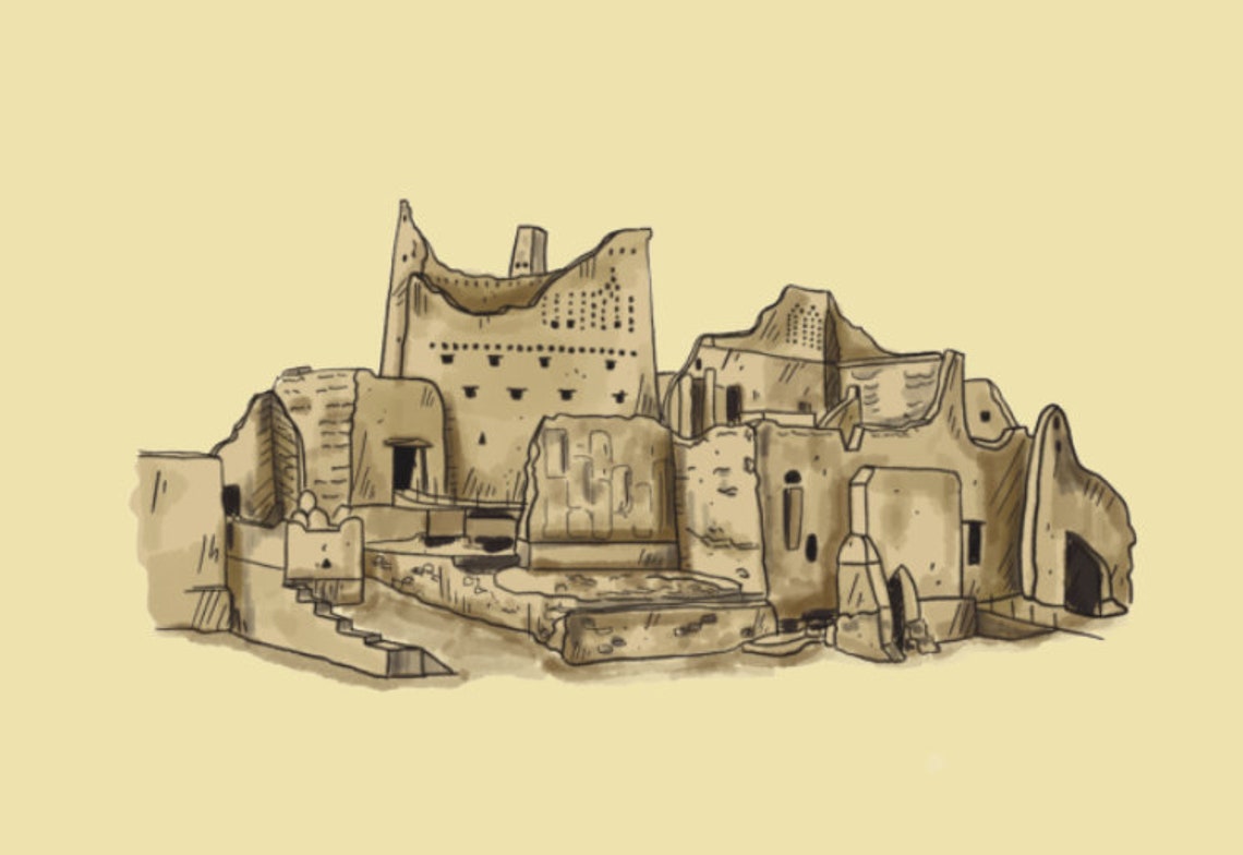 Medieval, Middle East Arabic Najd Architecture Icons Set for the ...