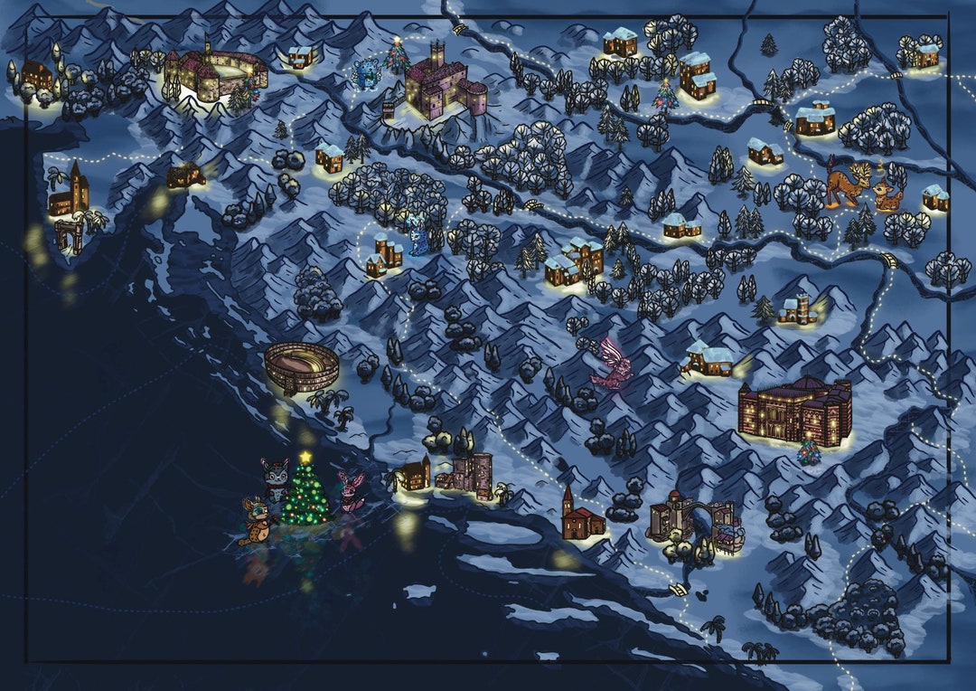 Hand-drawn Poster, Winter Fantasy Map - Etsy