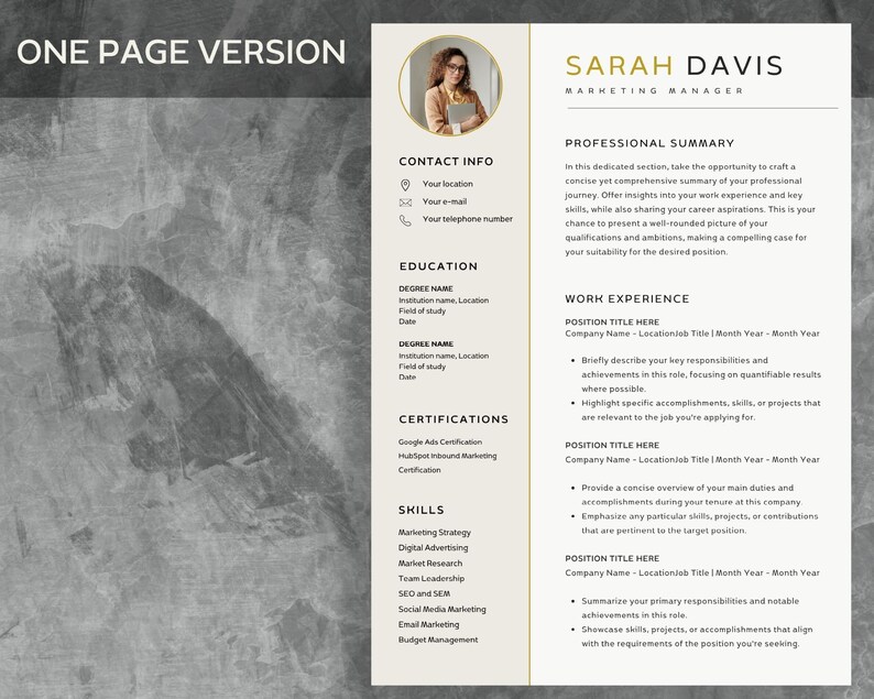 Digital Resume Template CV Template for Canva Clean Modern - Etsy