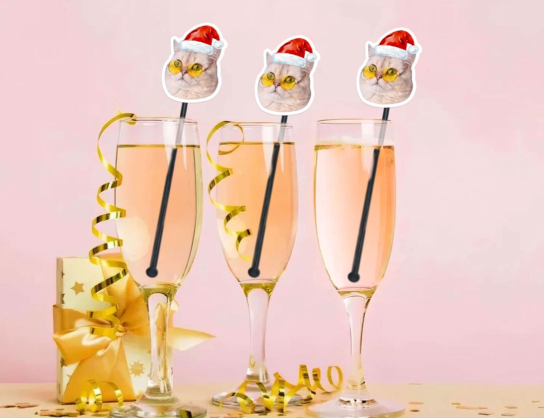 Personalized Drink Stirrers With Face and Santa Hat/holiday Stir Sticks ...