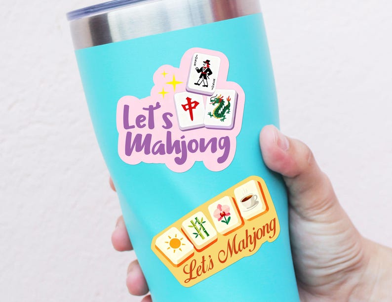 Custom Mahjong Theme Stickers, Mahjong Tile Flower Tags, Mahjong Theme ...
