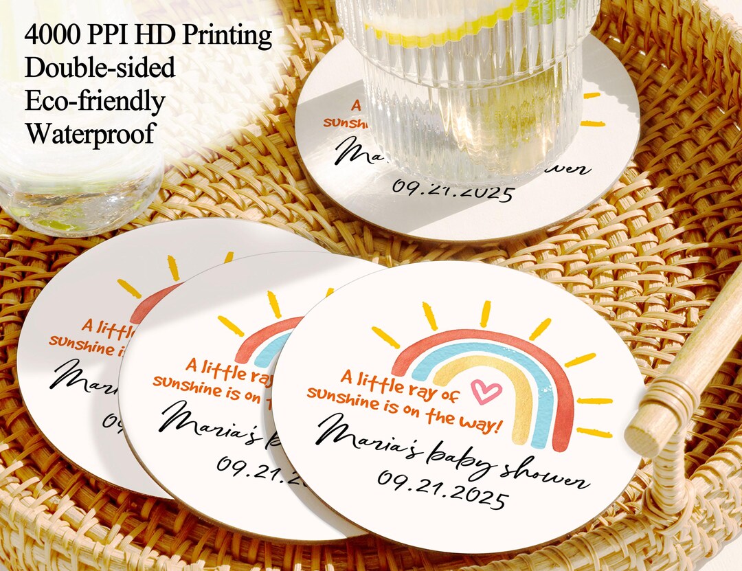 Ray of Sunshine Coaster/winter Baby Shower Drink Coaster/personalized ...