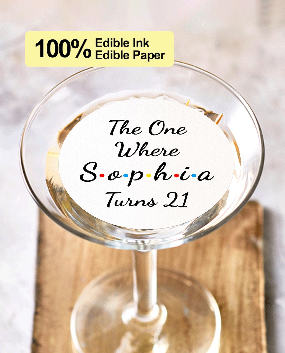 Edible 21st Birthday Drink Toppers/custom 21st Martini Birthday ...
