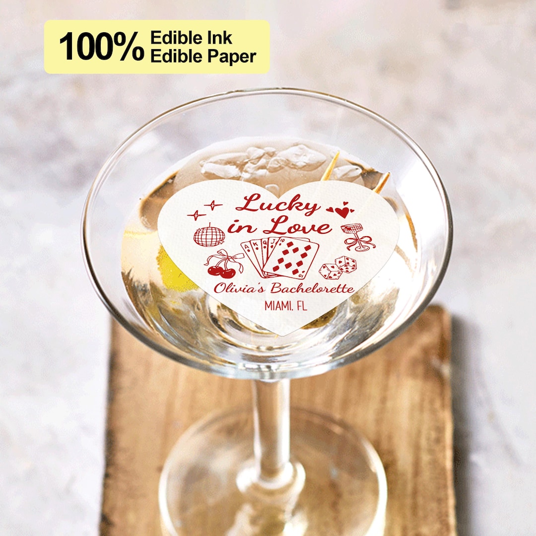 Lucky in Love Edible Bachelorette Drink Toppers/custom Bridal Shower ...