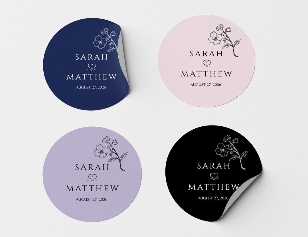 Romantic Wedding Gift Labels, Personalized Floral Stickers, Wedding ...