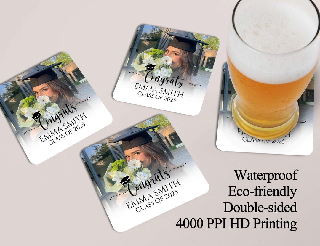 Personalized Graduation Coaster From Your Photo/class of 2025 Grad ...