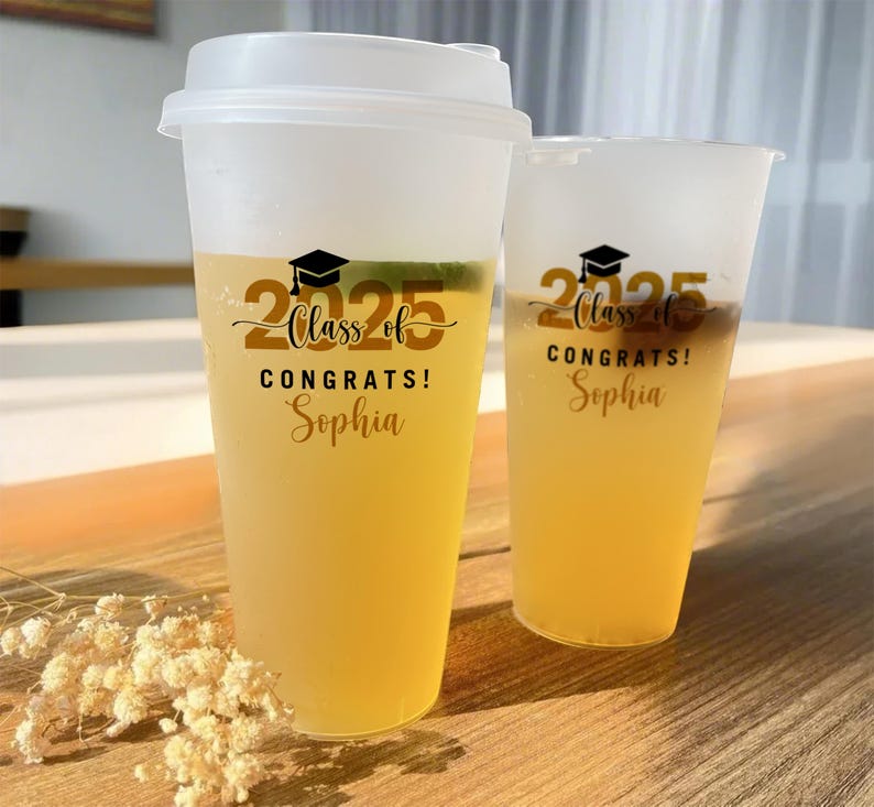 Congrats Grad Custom Graduation Frosted Cups/grad Party Drink Cup ...