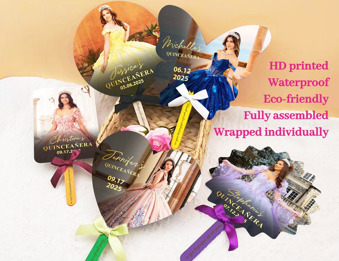 Miss Quince Años Photo Fans With Wooden Stick Quinceañera Party Favor ...