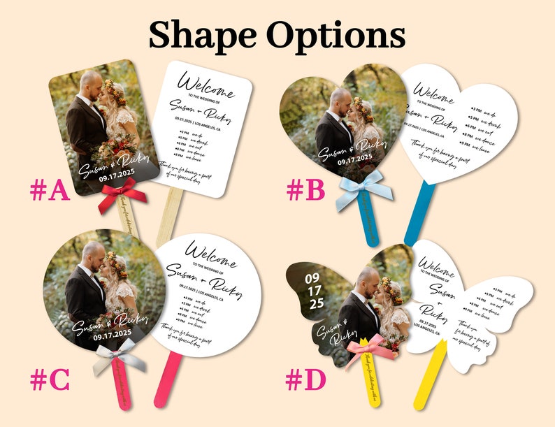 Wedding Timeline Photo Program Fans With Bowtie Assembled Beach Wedding ...
