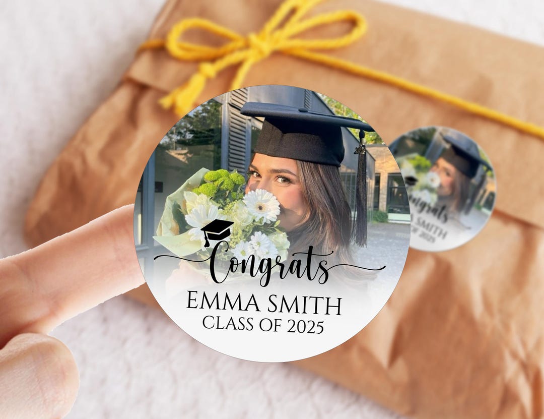 Custom Photo Graduation Gift Labels, Graduation Sticker, Personalized ...