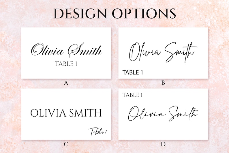 Personalized Wedding Place Cards PRINTED, Wedding Guest Name Cards ...