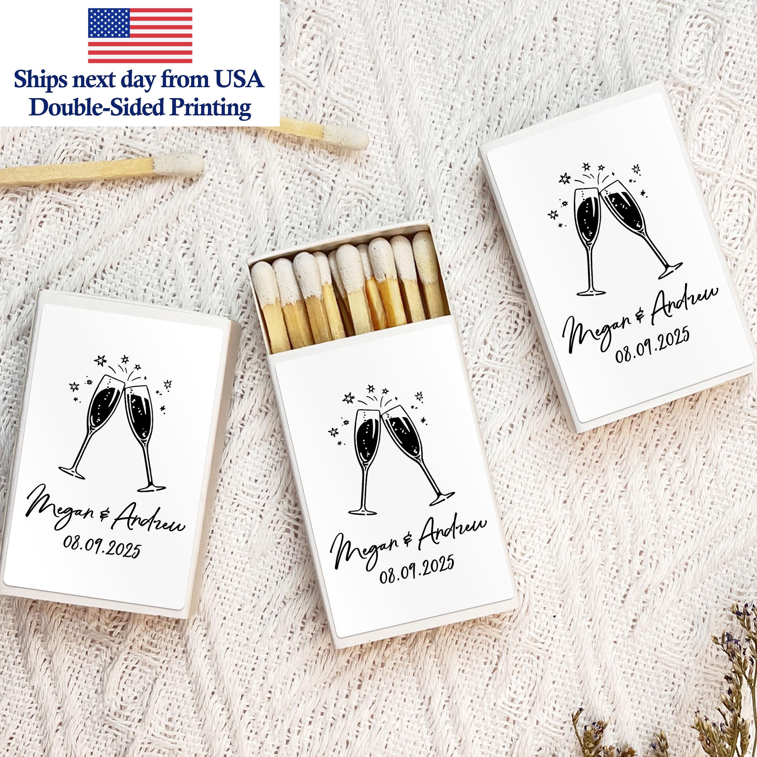 Custom Champagne Wedding Matchboxes Personalized Matches Engagement ...
