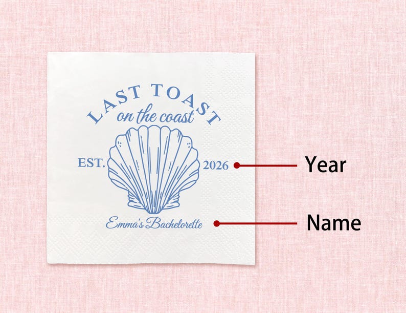 Last Toast on the Coast Bachelorette Cocktail Napkins/custom ...