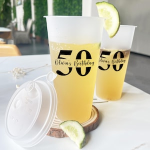 Custom 50th Birthday Frosted Cup, Birthday Favors for Guest, Plastic ...