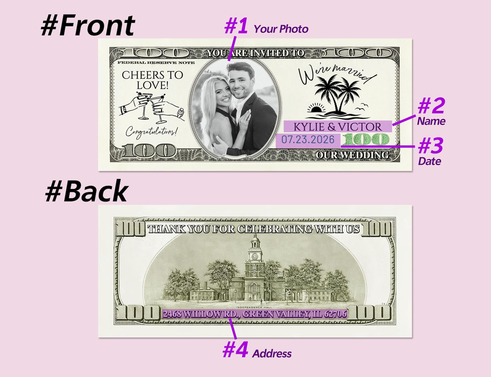 Custom Wedding Dollar Bill/personalized Fake Money for Wedding ...