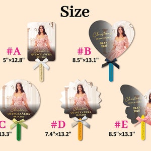 FULL-ASSEMBLED Quinceañera Favor Double-sided Photo Fans With Wooden ...