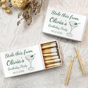 Personalized Martini Birthday Match Boxes, Stole This From, Custom ...