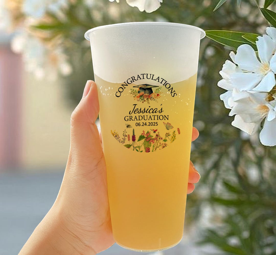 Personalized Frosted Cups Favors for College Graduate Graduation Party ...