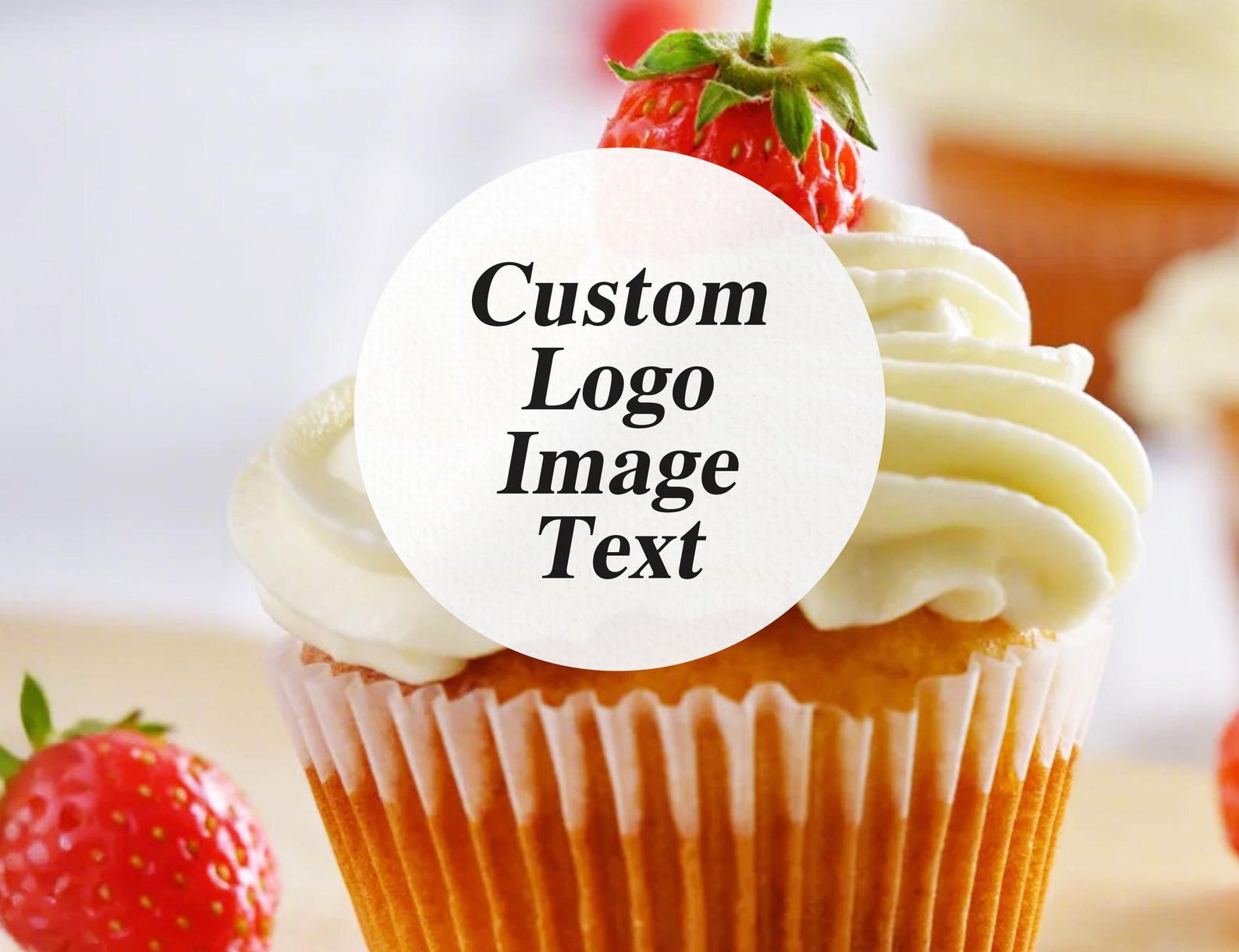 Custom EDIBLE Cupcake Toppers With Logo Christmas Company Cupcake and ...