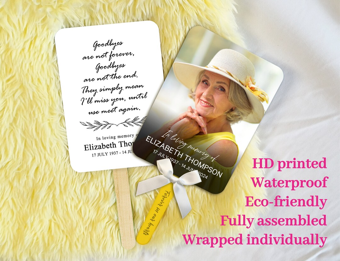 Custom Church Funeral Fans Memorial Favor for Guest Personalized ...