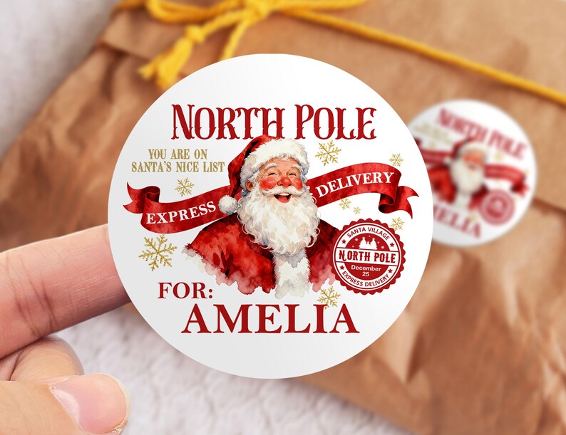 Personalised Christmas Stickers, Custom Name Christmas Labels ...