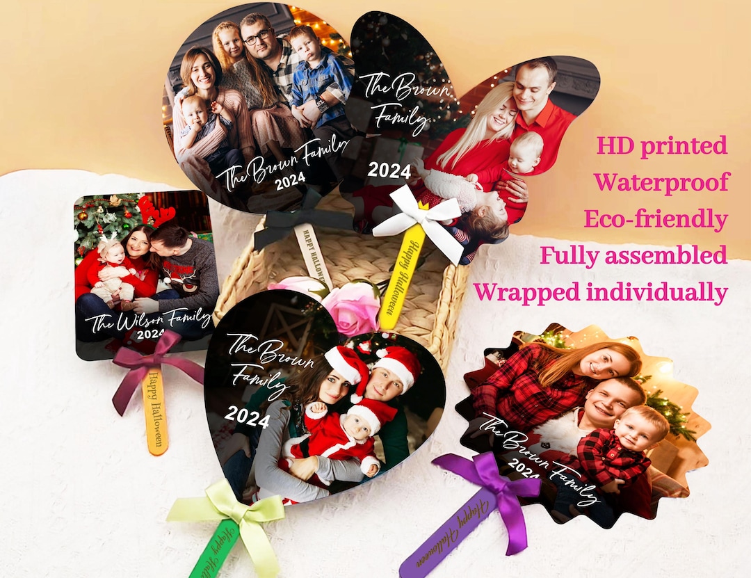 FULL-ASSEMBLED Christmas Photo Fans With Wooden Handles Custom Family ...