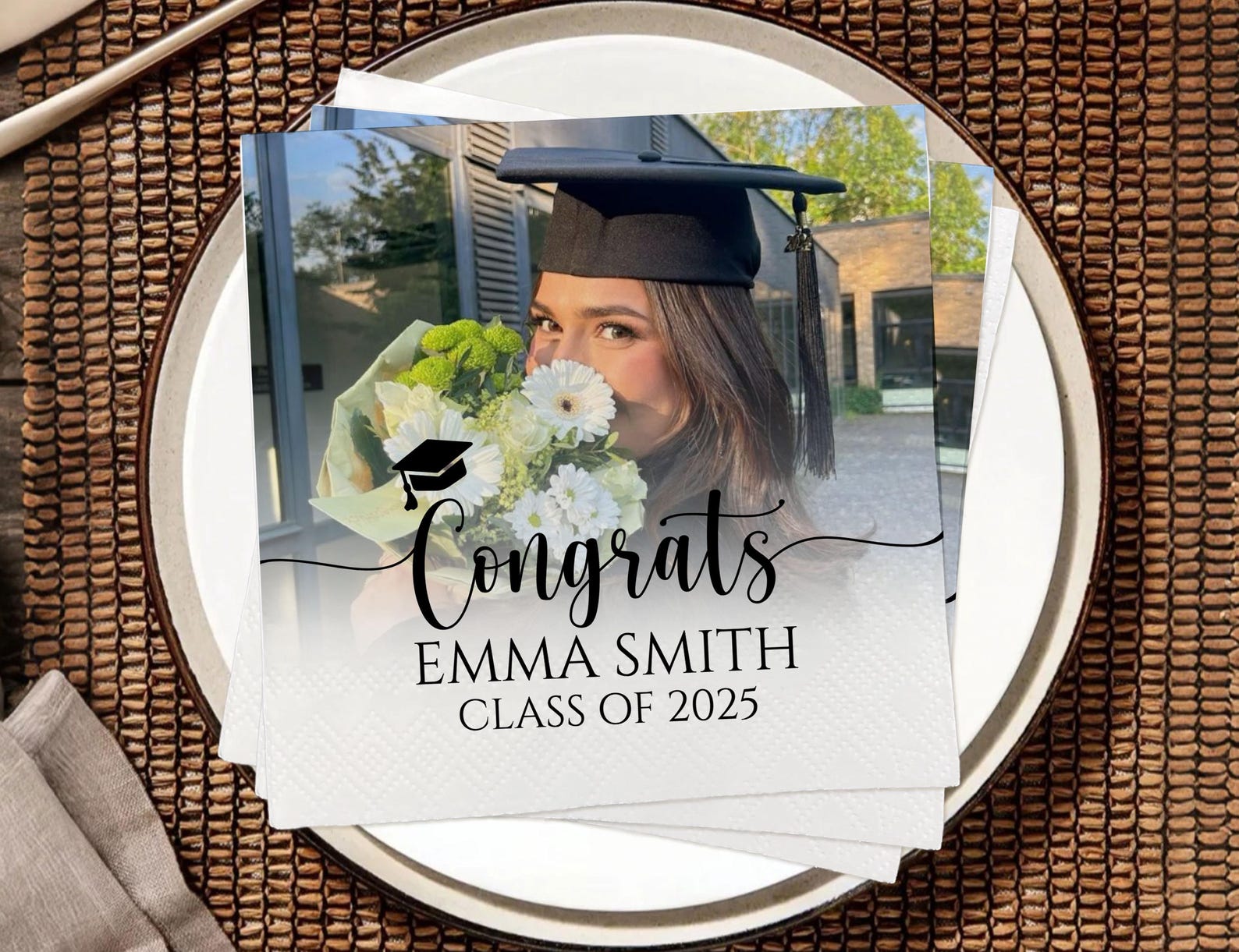 Class of 2025 Graduation Cocktail Napkin Custom PHD Beverage Napkins ...