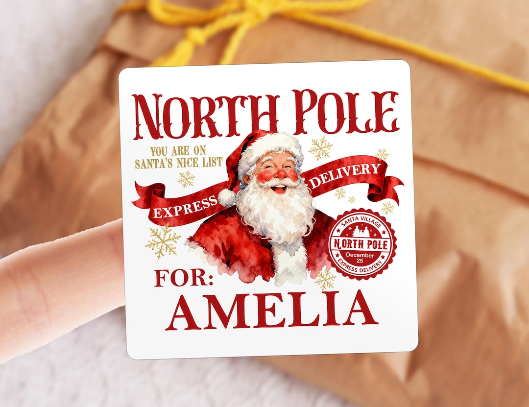 North Pole Santa Gift Tag Stickers/from Santa Christmas Gift Label ...