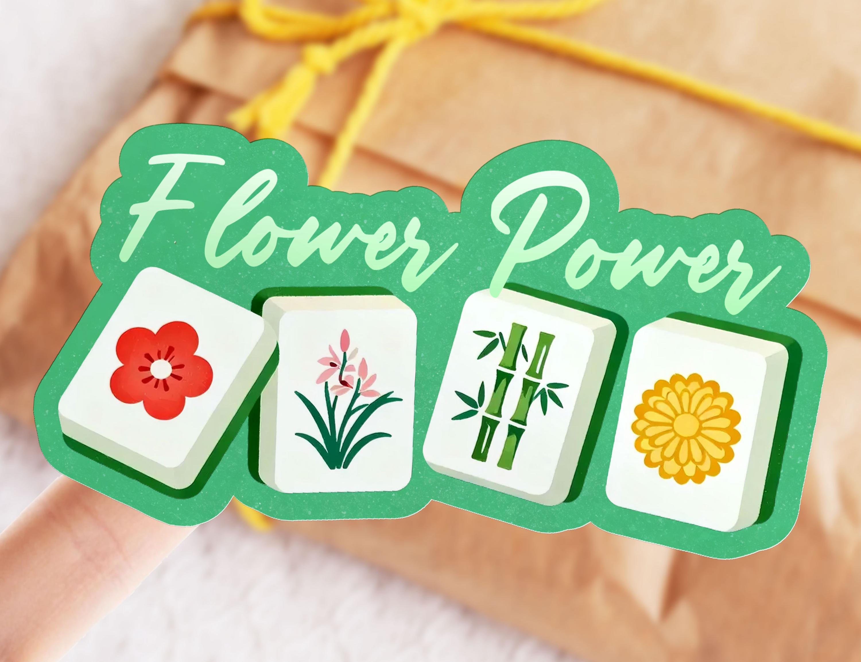 Custom Mahjong Theme Stickers, Mahjong Tile Flower Tags, Mahjong Theme ...