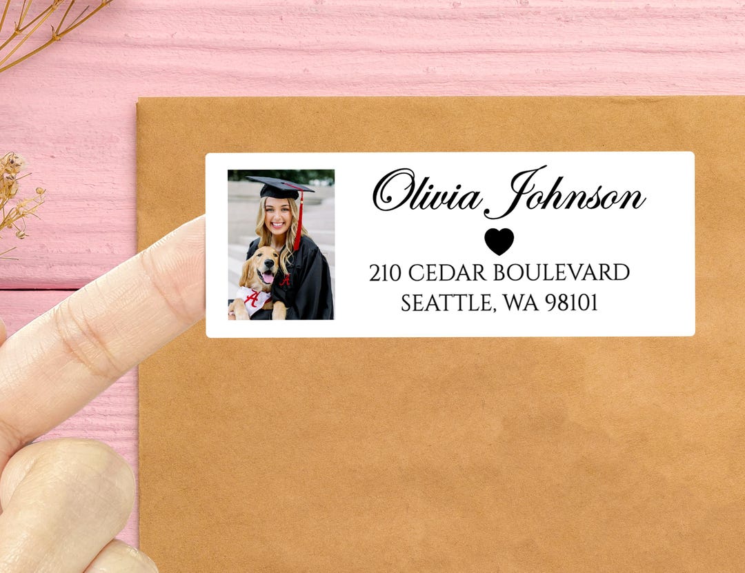 Cutom Graduation Return Address Envelope Label With Photo, Printable ...
