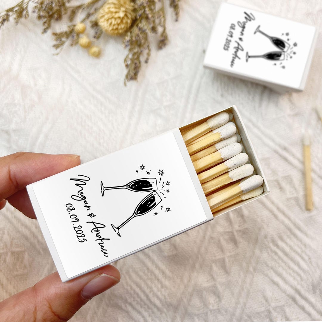 Custom Champagne Wedding Matchboxes Personalized Matches Engagement ...