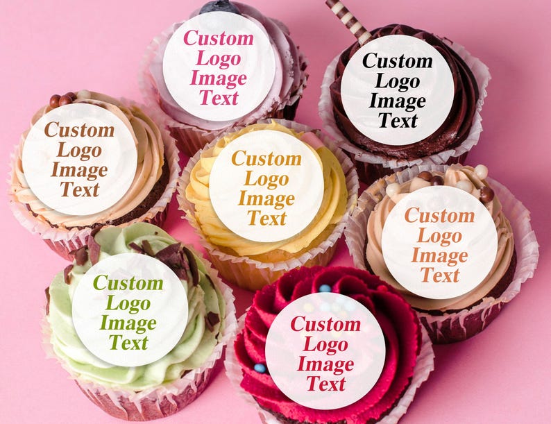 Custom EDIBLE Cupcake Toppers With Logo Christmas Company Cupcake and ...