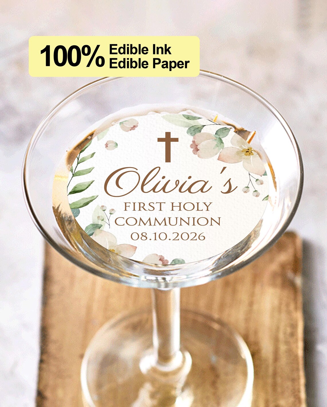 First Holy Communion Edible Cupcake Toppers, Baptism Party Cocktail ...