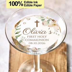 First Holy Communion Edible Cupcake Toppers, Baptism Party Cocktail ...