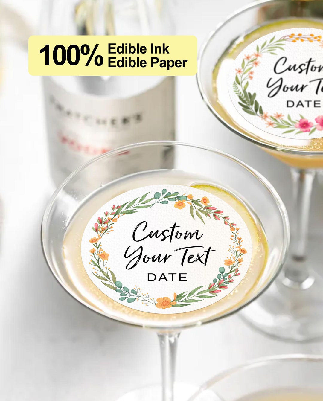 Custom Drink Topper/custom Edible Drink Toppers With Text/personalized ...