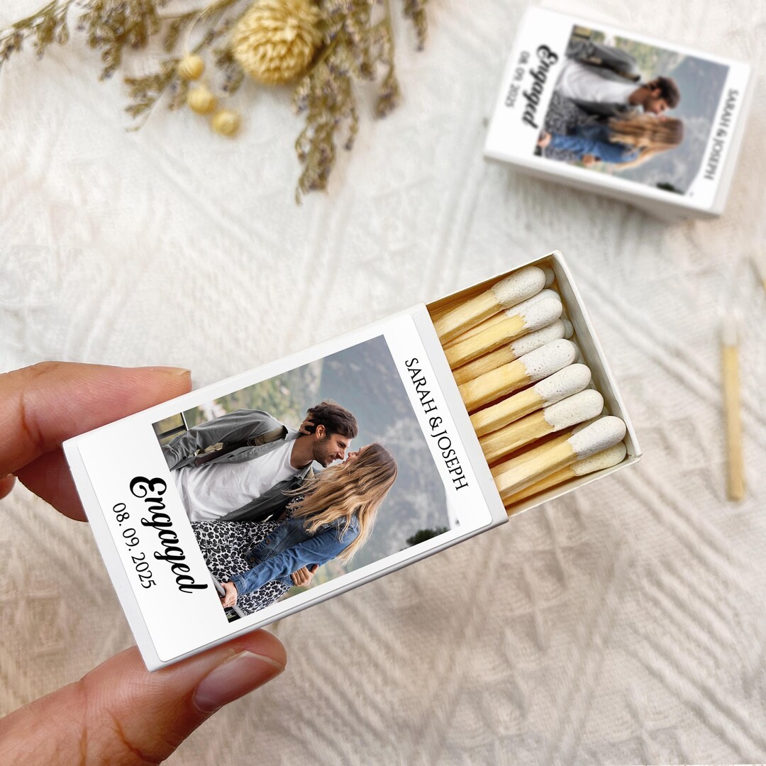 Engaged Photo Matchbox/custom Couple Date Matchbox/personalized ...