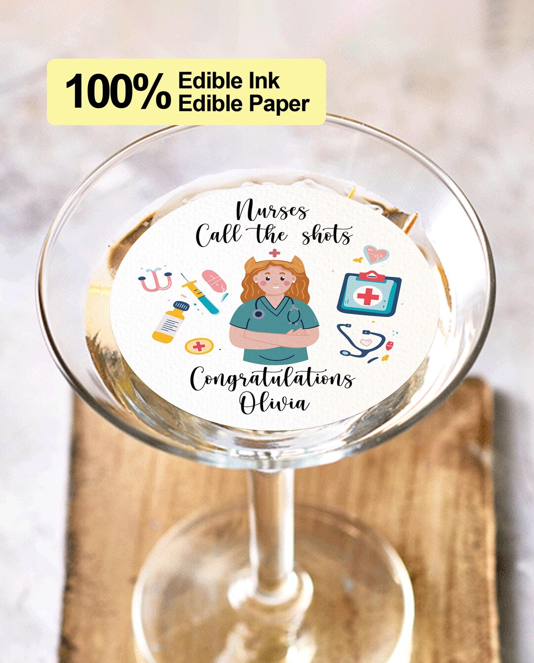 Nurse Call the Shots EDIBLE Cocktail Topper/nurse Graduation Party ...