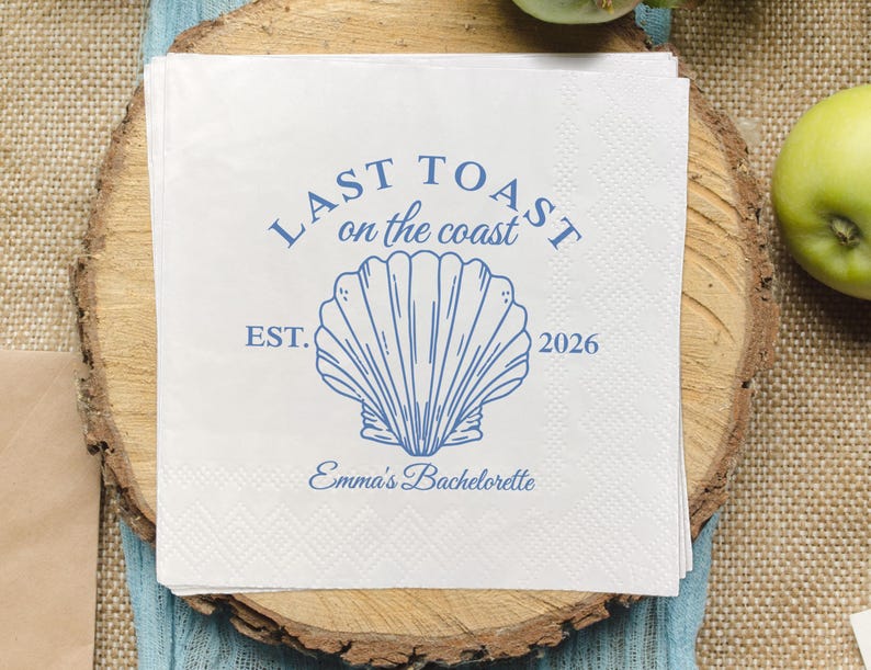 Last Toast on the Coast Bachelorette Cocktail Napkins/custom ...