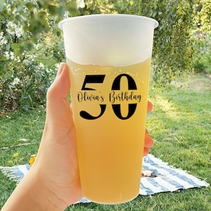Custom 50th Birthday Frosted Cup, Birthday Favors for Guest, Plastic ...