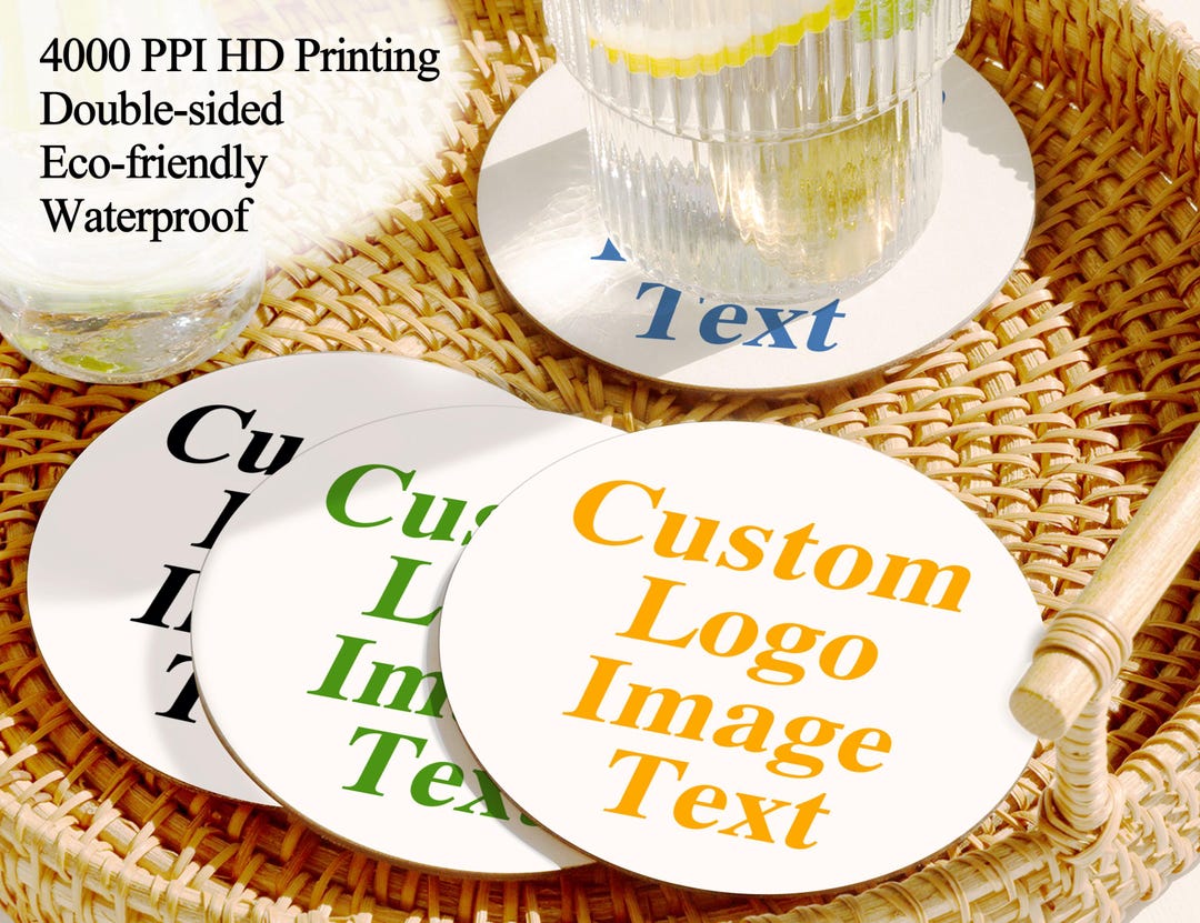 Custom Logo Coasters/custom Text Coasters/coasters With Logo/business ...
