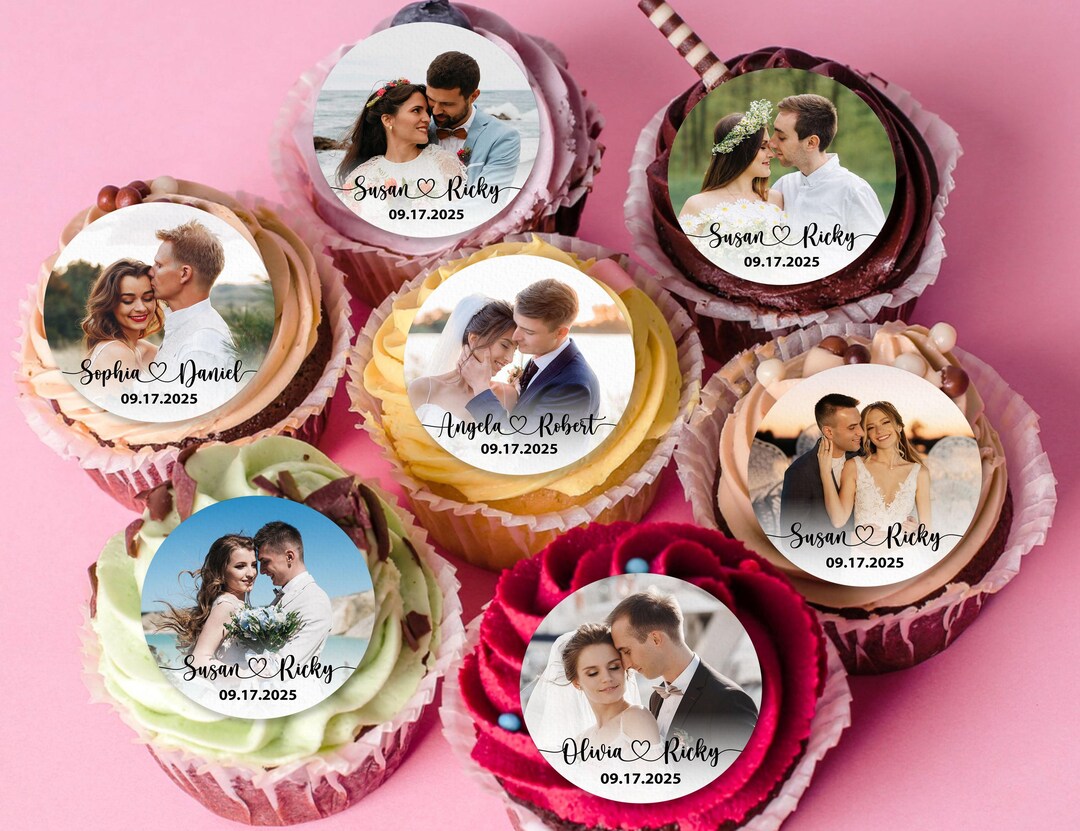 EDIBLE Wedding Cupcake Toppers With Photo/photo Wedding Cake Toppers ...