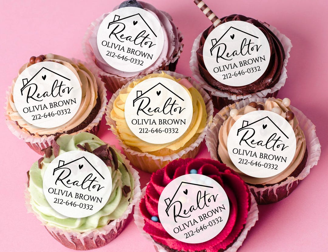 Edible Cupcake Toppers With Realtor Contact Info/open House Party ...