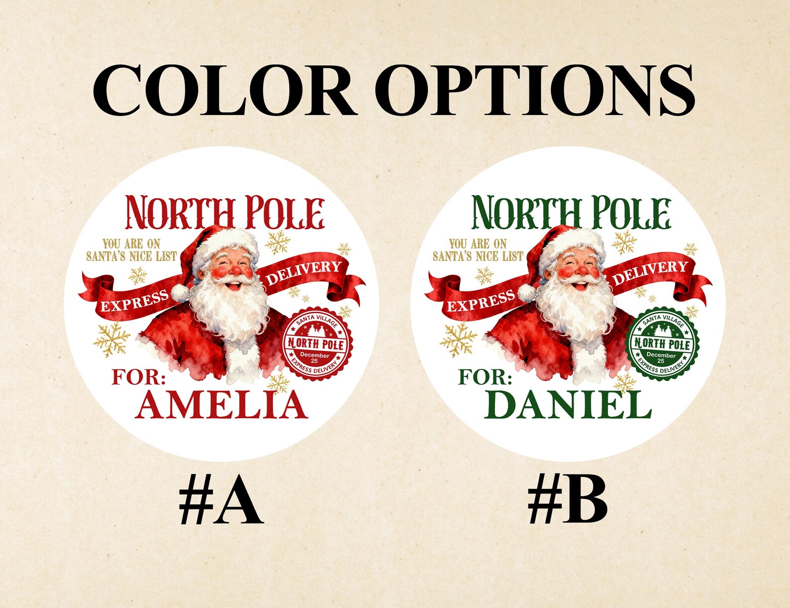 Personalised Christmas Stickers, Custom Name Christmas Labels ...