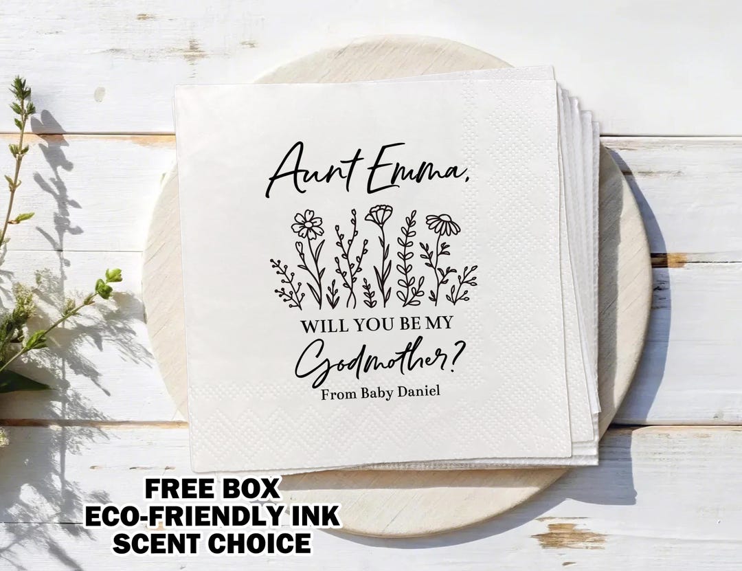 Personalized Baptism Napkins for Godmother/paper Napkins for Party ...
