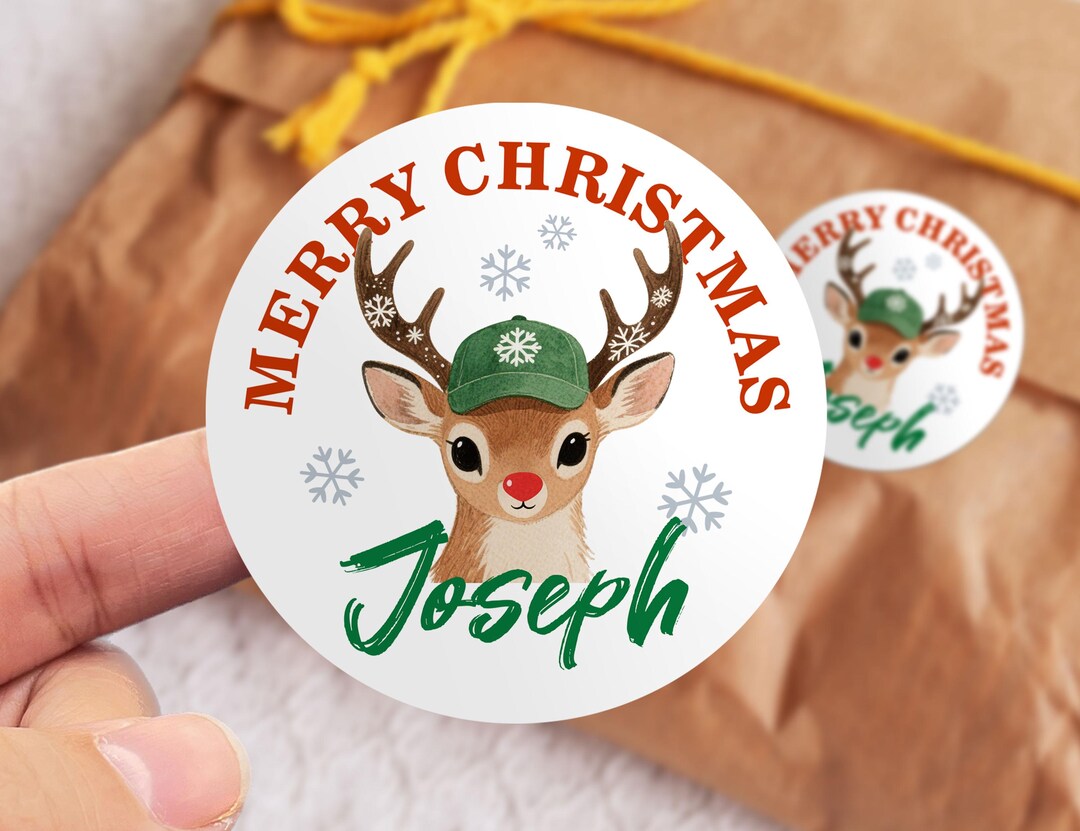 Personalised Name Stickers for Christmas Gifts/reindeer Christmas Name ...