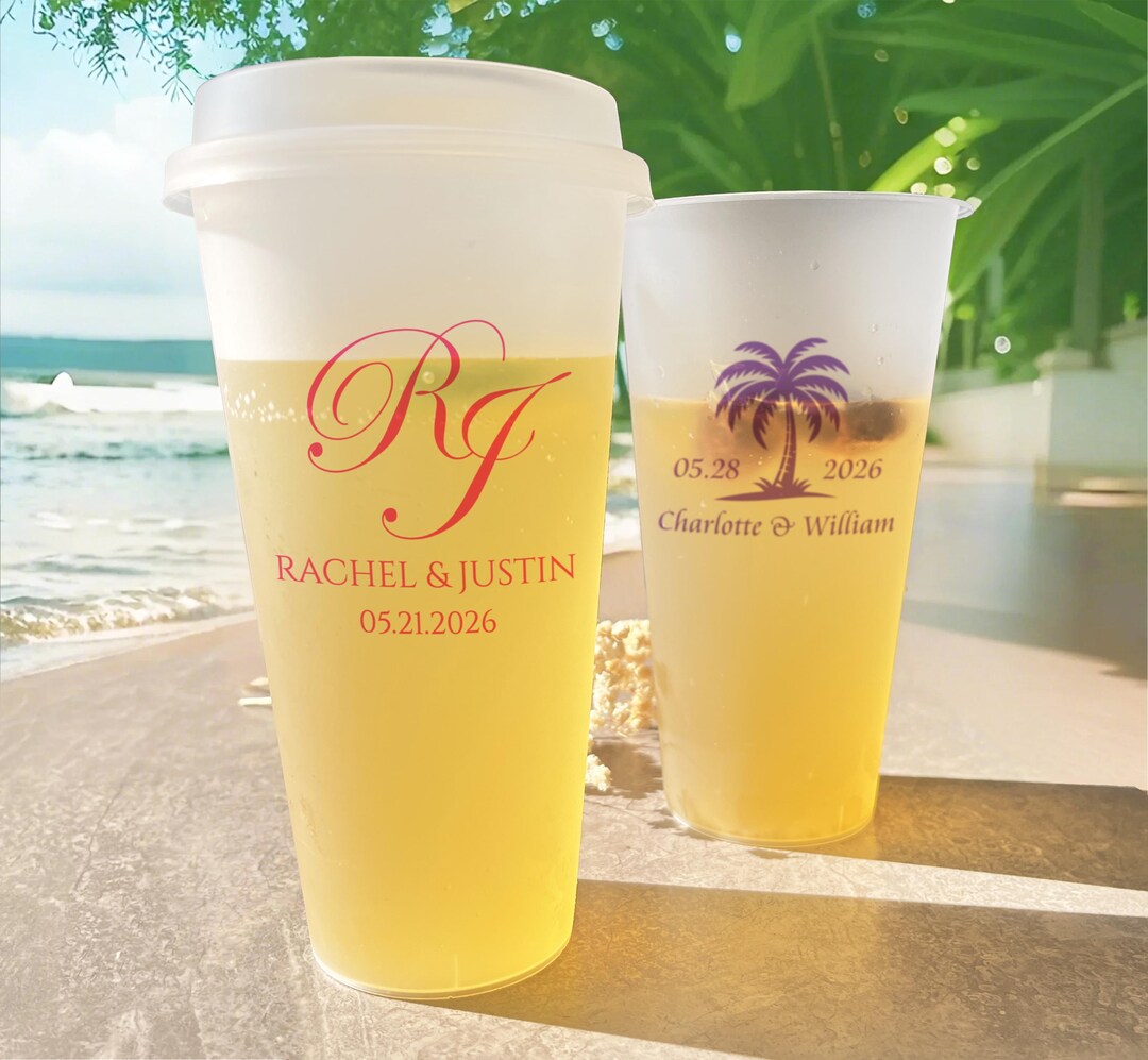 Monogram Wedding Cups Personalized Wedding Frosted Cups Bulk Custom ...